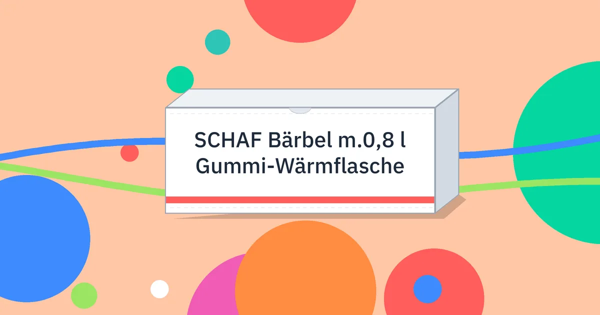 Symbolbild: Packung mit der Aufschrift SCHAF Bärbel m.0,8 l Gummi-Wärmflasche (PZN 18128870) – Verfügbarkeit und Bezug in Apotheken in Frankfurt am Main