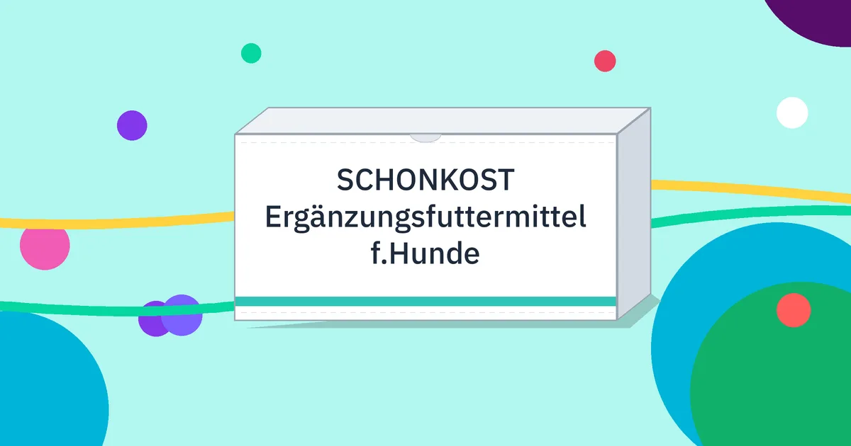 Symbolbild: Packung mit der Aufschrift SCHONKOST Ergänzungsfuttermittel f.Hunde (PZN 16356259) – Verfügbarkeit und Bezug in Apotheken in Frankfurt am Main