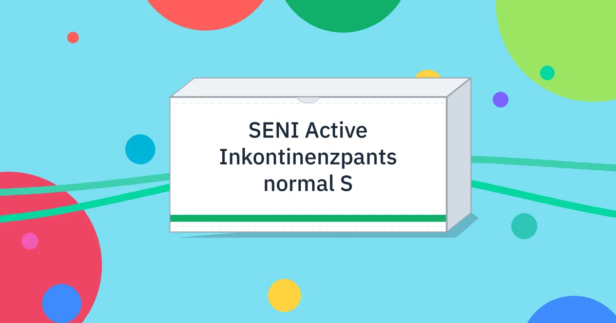 Symbolbild: Packung mit der Aufschrift SENI Active Inkontinenzpants normal S (PZN 10015505) – Verfügbarkeit und Bezug in Apotheken in Frankfurt am Main