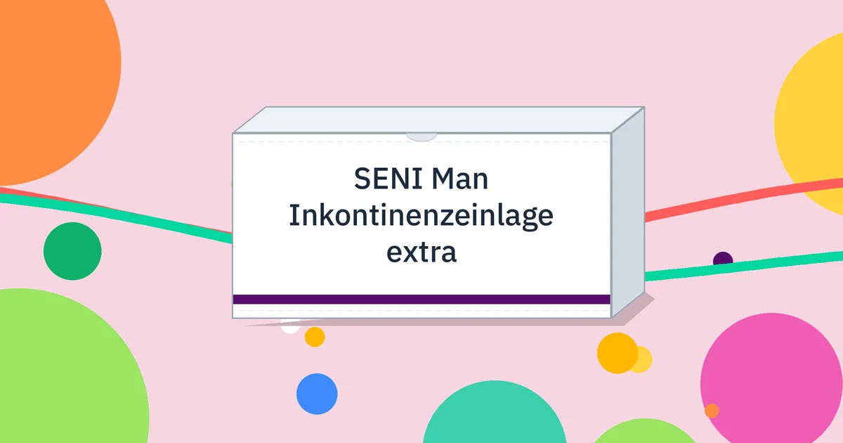 Symbolbild: Packung mit der Aufschrift SENI Man Inkontinenzeinlage extra (PZN 03122028) – Verfügbarkeit und Bezug in Apotheken in Frankfurt am Main