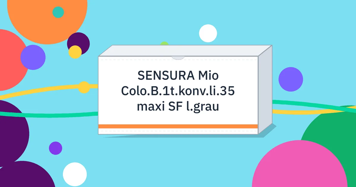 Symbolbild: Packung mit der Aufschrift SENSURA Mio Colo.B.1t.konv.li.35 maxi SF l.grau (PZN 11098930) – Verfügbarkeit und Bezug in Apotheken in Frankfurt am Main