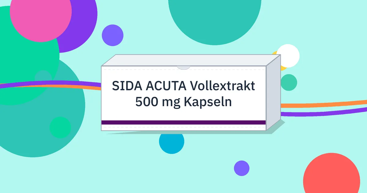 Symbolbild: Packung mit der Aufschrift SIDA ACUTA Vollextrakt 500 mg Kapseln (PZN 14054755) – Verfügbarkeit und Bezug in Apotheken in Frankfurt am Main