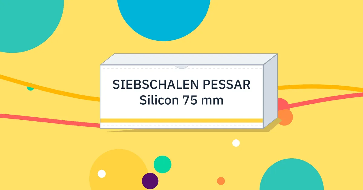 Symbolbild: Packung mit der Aufschrift SIEBSCHALEN PESSAR Silicon 75 mm (PZN 07702797) – Verfügbarkeit und Bezug in Apotheken in Frankfurt am Main