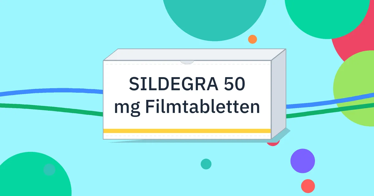 Symbolbild: Packung mit der Aufschrift SILDEGRA 50 mg Filmtabletten (PZN 10209037) – Verfügbarkeit und Bezug in Apotheken in Frankfurt am Main