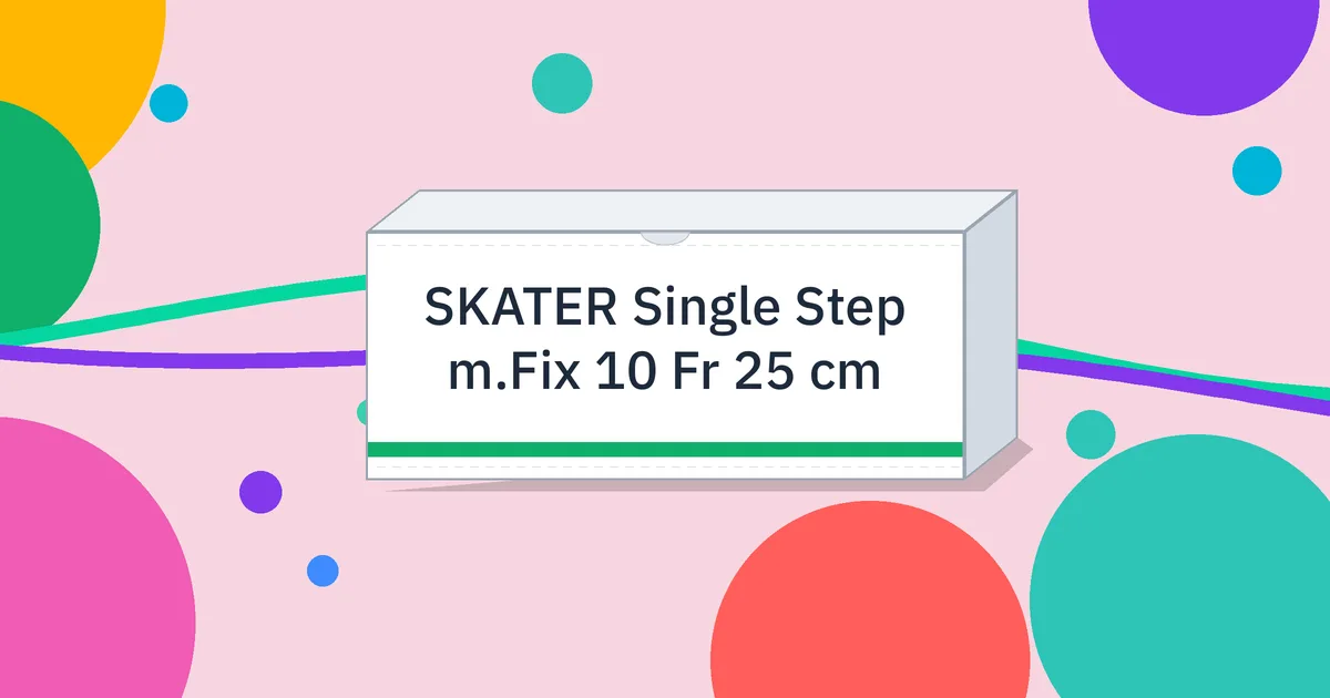 Symbolbild: Packung mit der Aufschrift SKATER Single Step m.Fix 10 Fr 25 cm (PZN 06770265) – Verfügbarkeit und Bezug in Apotheken in Frankfurt am Main