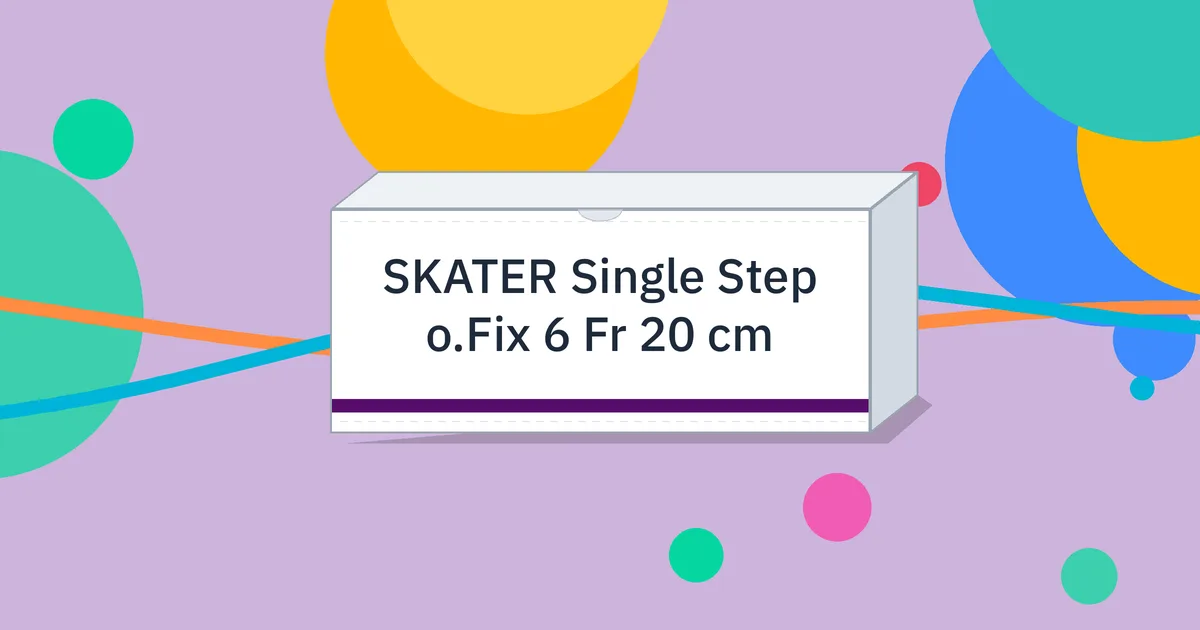 Symbolbild: Packung mit der Aufschrift SKATER Single Step o.Fix 6 Fr 20 cm (PZN 06770199) – Verfügbarkeit und Bezug in Apotheken in Frankfurt am Main