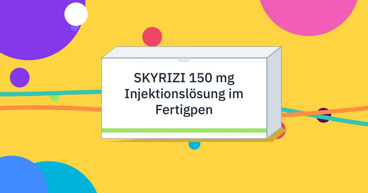 Symbolbild: Packung mit der Aufschrift SKYRIZI 150 mg Injektionslösung im Fertigpen (PZN 18006888) – Verfügbarkeit und Bezug in Apotheken in Frankfurt am Main