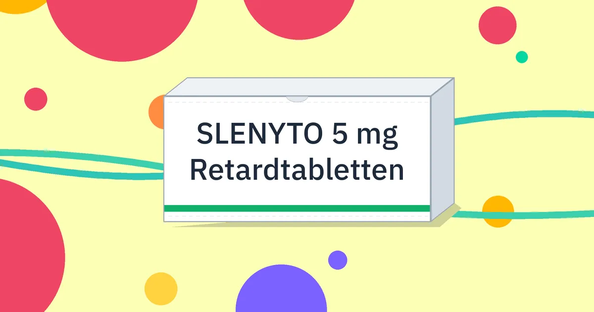 Symbolbild: Packung mit der Aufschrift SLENYTO 5 mg Retardtabletten (PZN 16675444) – Verfügbarkeit und Bezug in Apotheken in Frankfurt am Main
