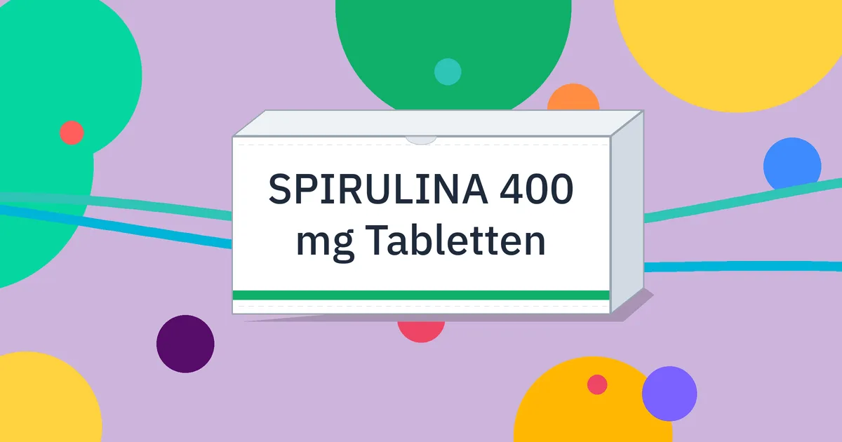 Symbolbild: Packung mit der Aufschrift SPIRULINA 400 mg Tabletten (PZN 09082821) – Verfügbarkeit und Bezug in Apotheken in Frankfurt am Main