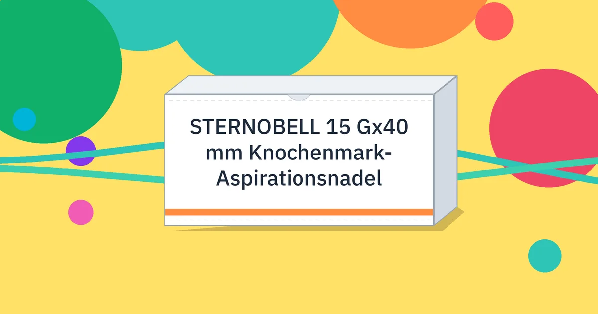 Symbolbild: Packung mit der Aufschrift STERNOBELL 15 Gx40 mm Knochenmark-Aspirationsnadel (PZN 13753729) – Verfügbarkeit und Bezug in Apotheken in Frankfurt am Main