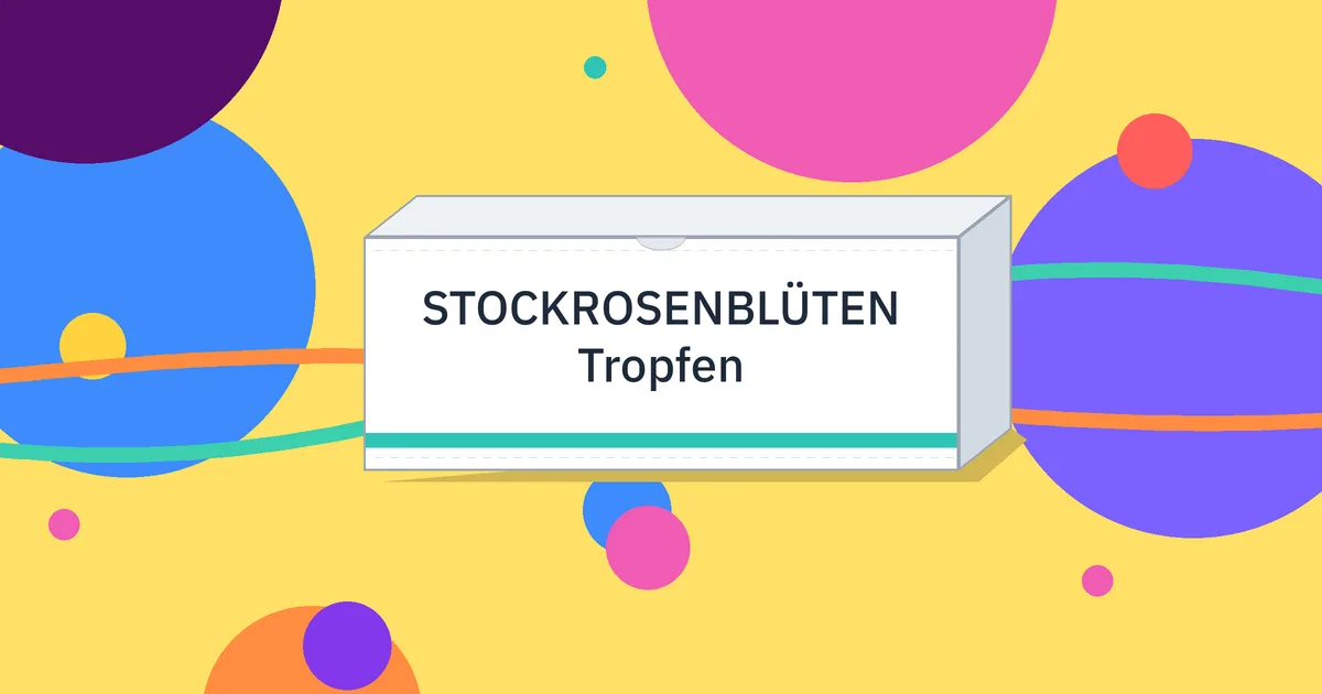 Symbolbild: Packung mit der Aufschrift STOCKROSENBLÜTEN Tropfen (PZN 17555995) – Verfügbarkeit und Bezug in Apotheken in Frankfurt am Main