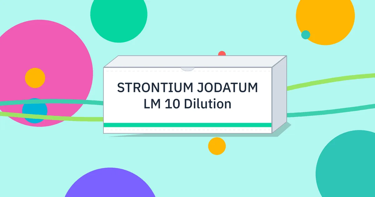 Symbolbild: Packung mit der Aufschrift STRONTIUM JODATUM LM 10 Dilution (PZN 13203940) – Verfügbarkeit und Bezug in Apotheken in Frankfurt am Main