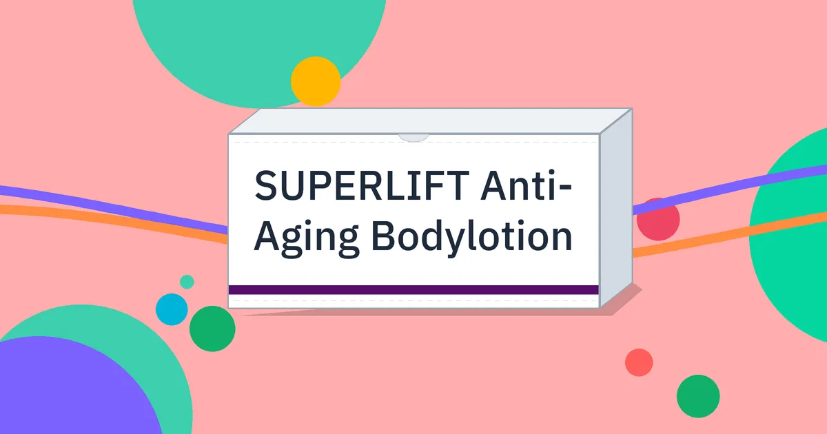 Symbolbild: Packung mit der Aufschrift SUPERLIFT Anti-Aging Bodylotion (PZN 20054943) – Verfügbarkeit und Bezug in Apotheken in Frankfurt am Main