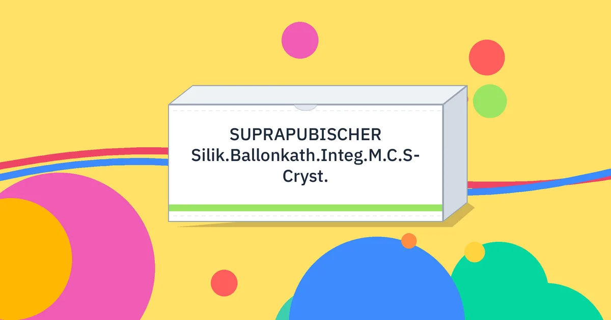 Symbolbild: Packung mit der Aufschrift SUPRAPUBISCHER Silik.Ballonkath.Integ.M.C.S-Cryst. (PZN 04154929) – Verfügbarkeit und Bezug in Apotheken in Frankfurt am Main
