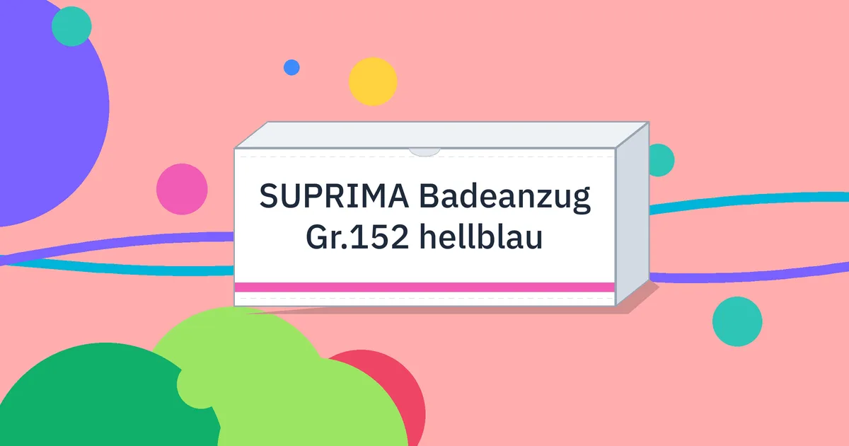 Symbolbild: Packung mit der Aufschrift SUPRIMA Badeanzug Gr.152 hellblau (PZN 05976970) – Verfügbarkeit und Bezug in Apotheken in Frankfurt am Main