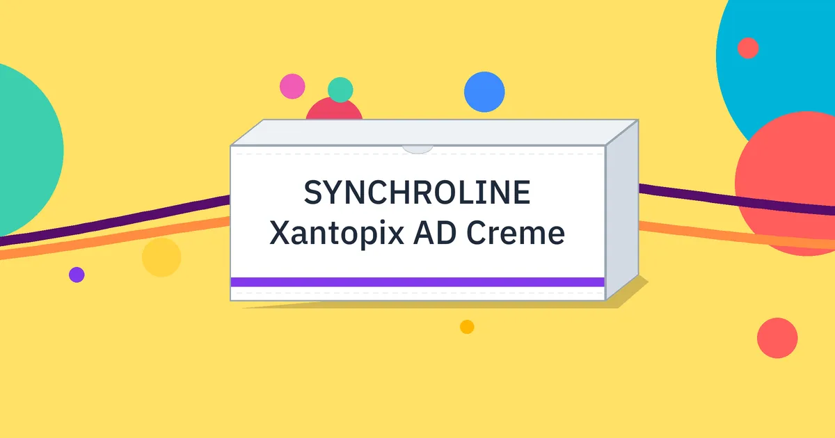 Symbolbild: Packung mit der Aufschrift SYNCHROLINE Xantopix AD Creme (PZN 20793089) – Verfügbarkeit und Bezug in Apotheken in Frankfurt am Main