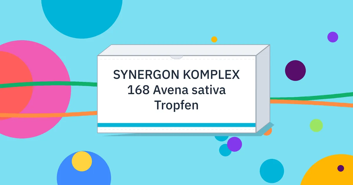 Symbolbild: Packung mit der Aufschrift SYNERGON KOMPLEX 168 Avena sativa Tropfen (PZN 02543182) – Verfügbarkeit und Bezug in Apotheken in Frankfurt am Main
