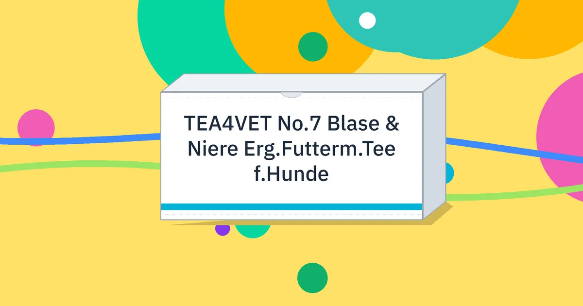 Symbolbild: Packung mit der Aufschrift TEA4VET No.7 Blase & Niere Erg.Futterm.Tee f.Hunde (PZN 15202761) – Verfügbarkeit und Bezug in Apotheken in Frankfurt am Main