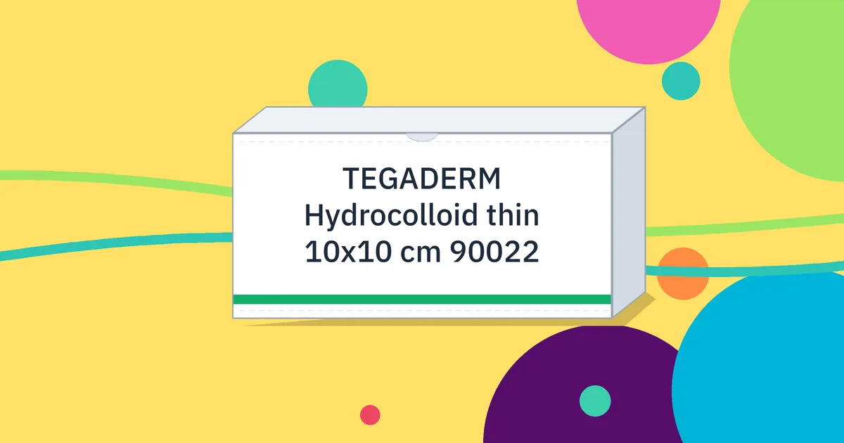 Symbolbild: Packung mit der Aufschrift TEGADERM Hydrocolloid thin 10x10 cm 90022 (PZN 04971338) – Verfügbarkeit und Bezug in Apotheken in Frankfurt am Main