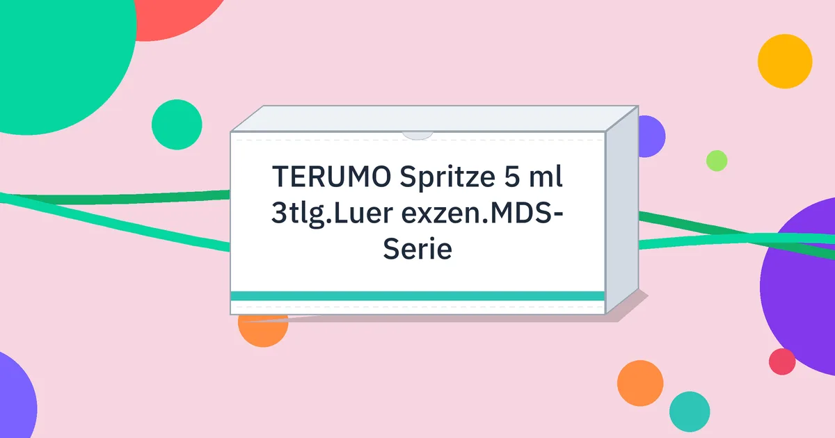 Symbolbild: Packung mit der Aufschrift TERUMO Spritze 5 ml 3tlg.Luer exzen.MDS-Serie (PZN 18060617) – Verfügbarkeit und Bezug in Apotheken in Frankfurt am Main