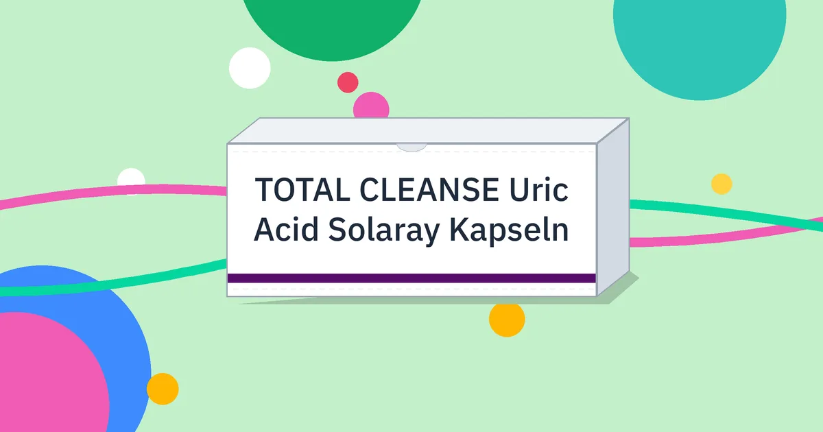 Symbolbild: Packung mit der Aufschrift TOTAL CLEANSE Uric Acid Solaray Kapseln (PZN 17254897) – Verfügbarkeit und Bezug in Apotheken in Frankfurt am Main