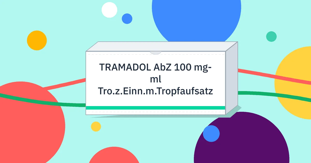 Symbolbild: Packung mit der Aufschrift TRAMADOL AbZ 100 mg-ml Tro.z.Einn.m.Tropfaufsatz (PZN 01017178) – Verfügbarkeit und Bezug in Apotheken in Frankfurt am Main