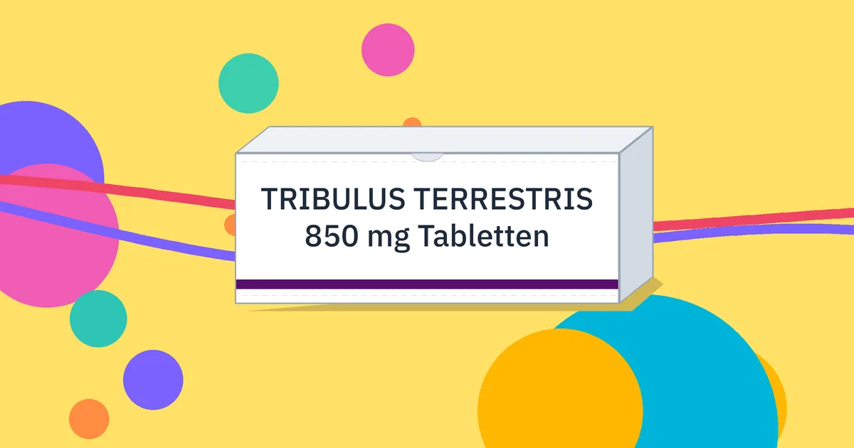 Symbolbild: Packung mit der Aufschrift TRIBULUS TERRESTRIS 850 mg Tabletten (PZN 17589333) – Verfügbarkeit und Bezug in Apotheken in Frankfurt am Main