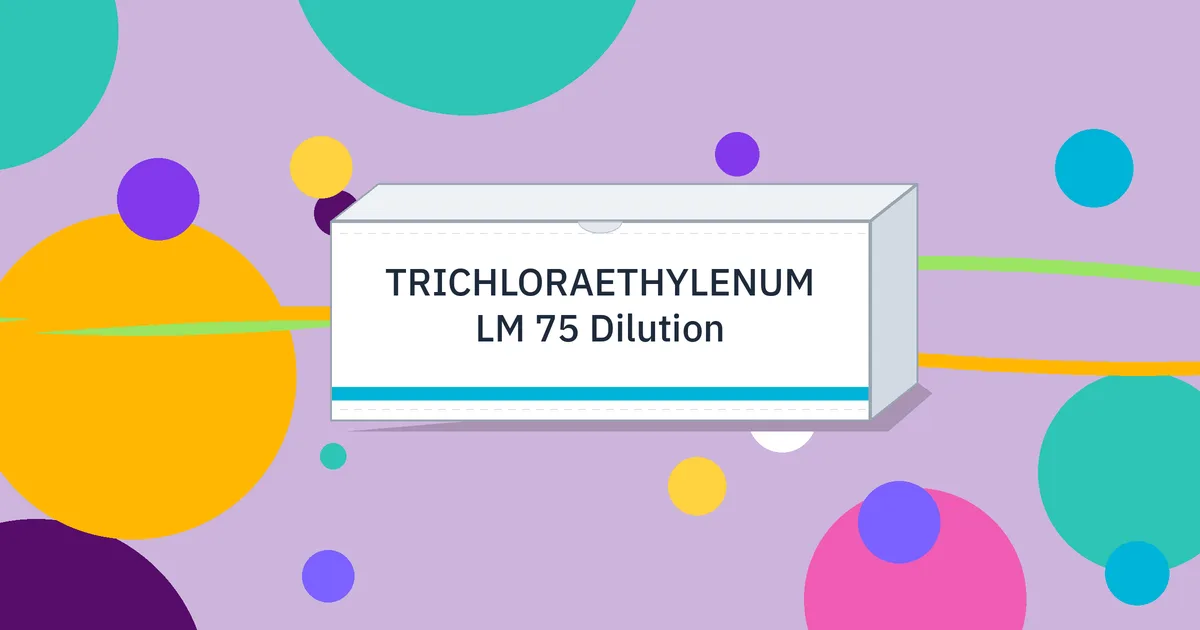 Symbolbild: Packung mit der Aufschrift TRICHLORAETHYLENUM LM 75 Dilution (PZN 13692376) – Verfügbarkeit und Bezug in Apotheken in Frankfurt am Main