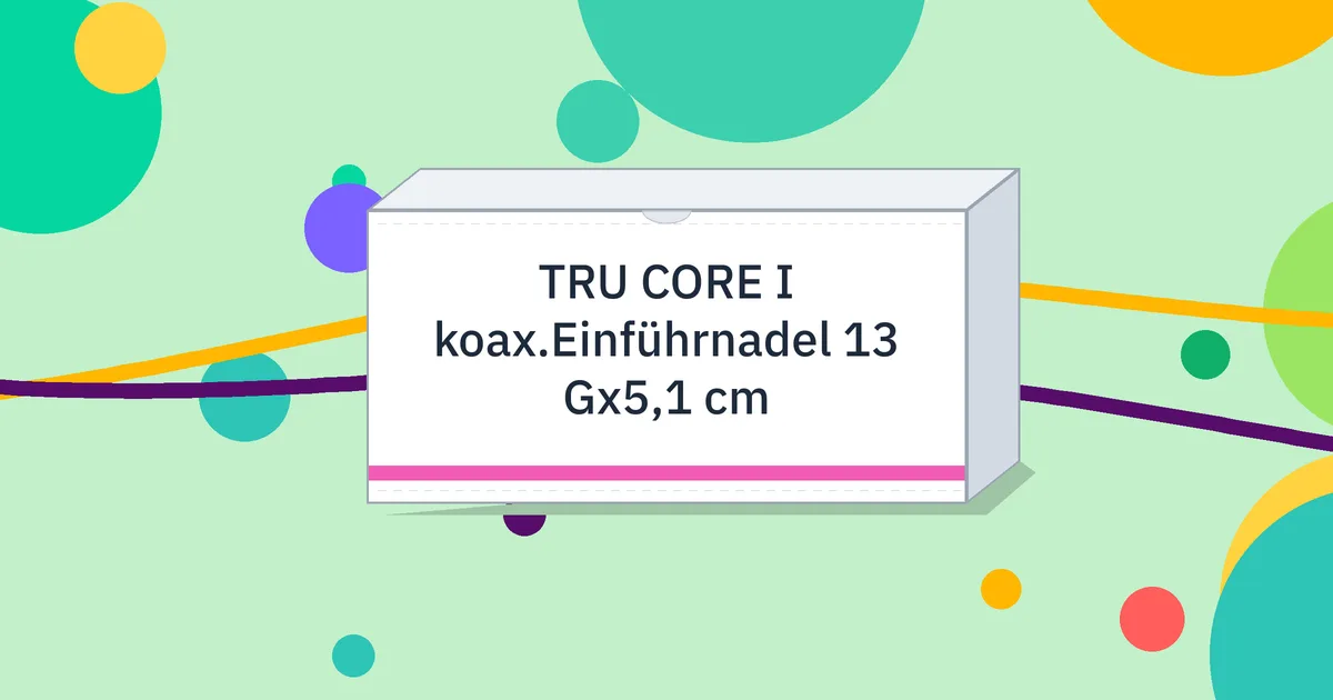 Symbolbild: Packung mit der Aufschrift TRU CORE I koax.Einführnadel 13 Gx5,1 cm (PZN 06768558) – Verfügbarkeit und Bezug in Apotheken in Frankfurt am Main