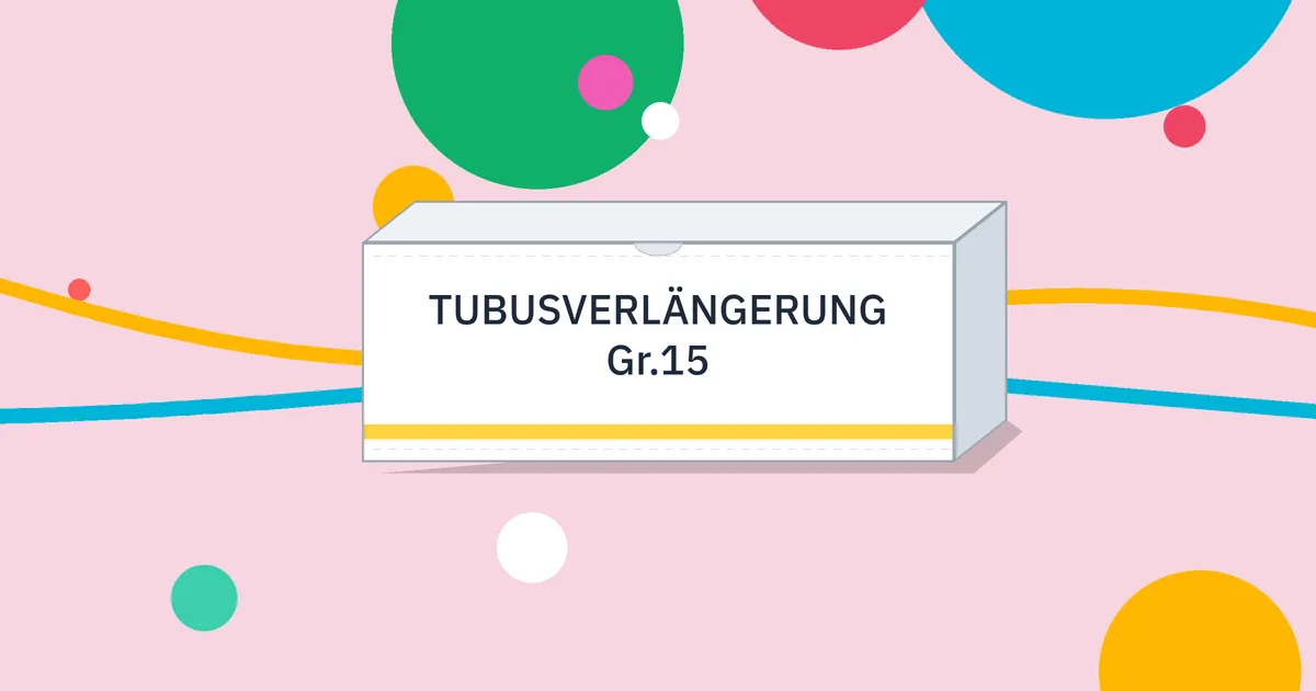 Symbolbild: Packung mit der Aufschrift TUBUSVERLÄNGERUNG Gr.15 (PZN 04075259) – Verfügbarkeit und Bezug in Apotheken in Frankfurt am Main