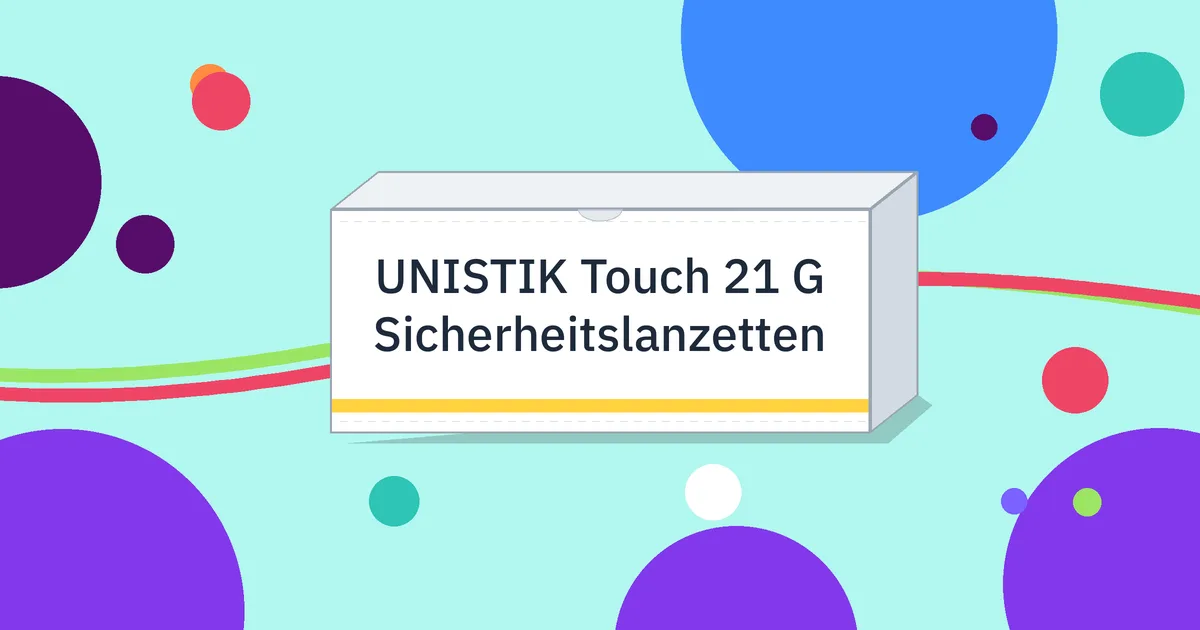 Symbolbild: Packung mit der Aufschrift UNISTIK Touch 21 G Sicherheitslanzetten (PZN 12482145) – Verfügbarkeit und Bezug in Apotheken in Frankfurt am Main