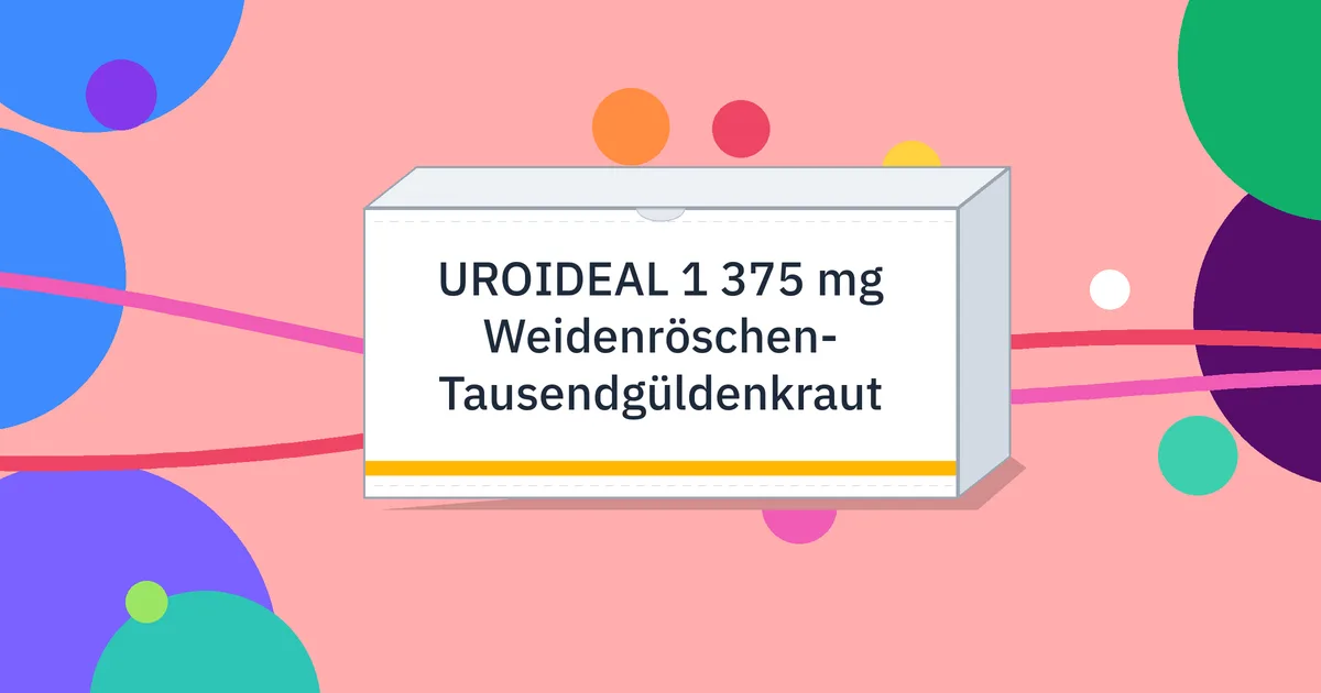 Symbolbild: Packung mit der Aufschrift UROIDEAL 1 375 mg Weidenröschen-Tausendgüldenkraut (PZN 18455043) – Verfügbarkeit und Bezug in Apotheken in Frankfurt am Main