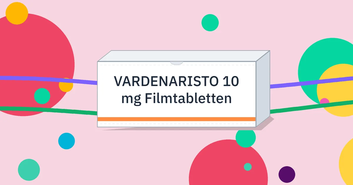 Symbolbild: Packung mit der Aufschrift VARDENARISTO 10 mg Filmtabletten (PZN 14131496) – Verfügbarkeit und Bezug in Apotheken in Frankfurt am Main