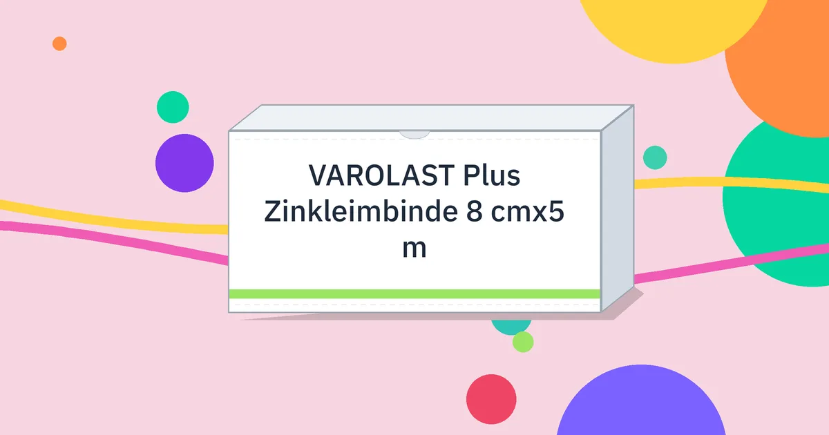 Symbolbild: Packung mit der Aufschrift VAROLAST Plus Zinkleimbinde 8 cmx5 m (PZN 19212153) – Verfügbarkeit und Bezug in Apotheken in Frankfurt am Main