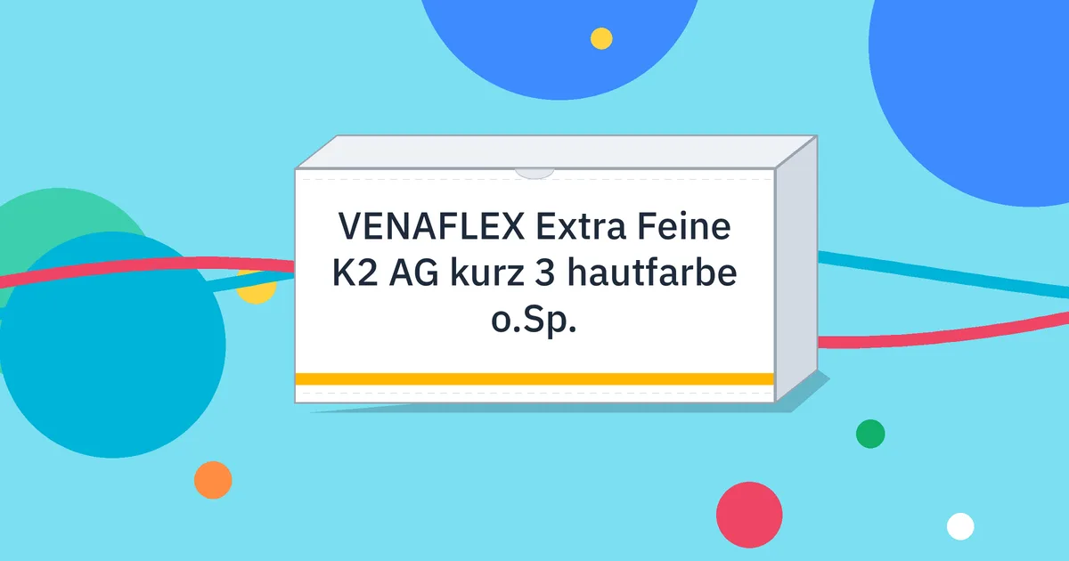 Symbolbild: Packung mit der Aufschrift VENAFLEX Extra Feine K2 AG kurz 3 hautfarbe o.Sp. (PZN 18308431) – Verfügbarkeit und Bezug in Apotheken in Frankfurt am Main