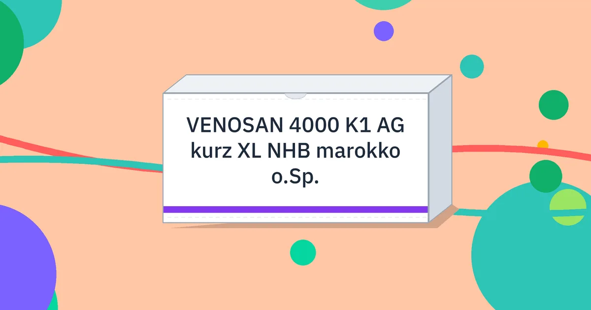 Symbolbild: Packung mit der Aufschrift VENOSAN 4000 K1 AG kurz XL NHB marokko o.Sp. (PZN 14425430) – Verfügbarkeit und Bezug in Apotheken in Frankfurt am Main