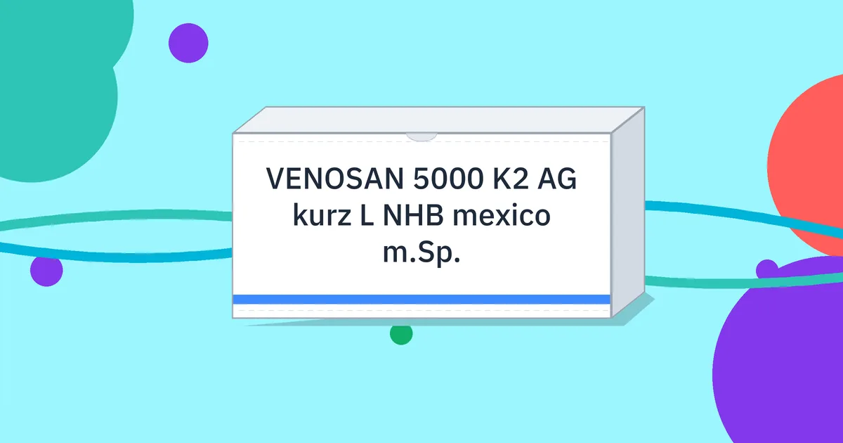 Symbolbild: Packung mit der Aufschrift VENOSAN 5000 K2 AG kurz L NHB mexico m.Sp. (PZN 14430709) – Verfügbarkeit und Bezug in Apotheken in Frankfurt am Main