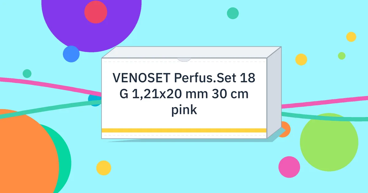 Symbolbild: Packung mit der Aufschrift VENOSET Perfus.Set 18 G 1,21x20 mm 30 cm pink (PZN 13846684) – Verfügbarkeit und Bezug in Apotheken in Frankfurt am Main