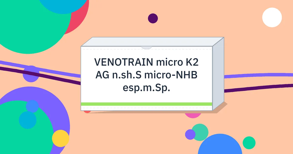 Symbolbild: Packung mit der Aufschrift VENOTRAIN micro K2 AG n.sh.S micro-NHB esp.m.Sp. (PZN 16066828) – Verfügbarkeit und Bezug in Apotheken in Frankfurt am Main
