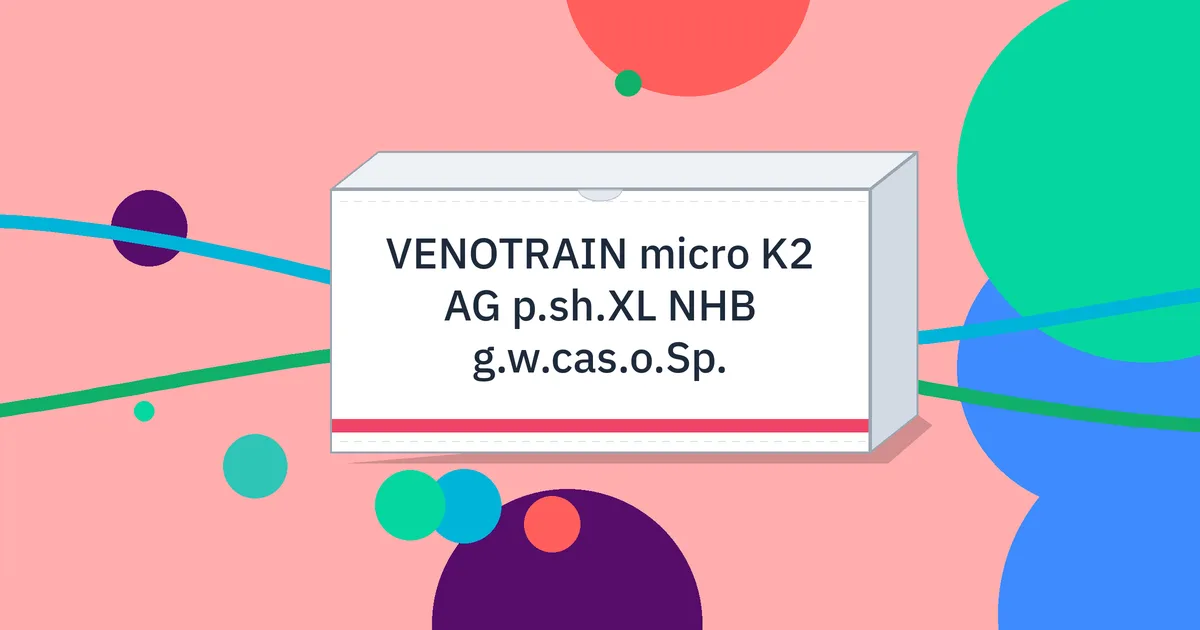 Symbolbild: Packung mit der Aufschrift VENOTRAIN micro K2 AG p.sh.XL NHB g.w.cas.o.Sp. (PZN 20761853) – Verfügbarkeit und Bezug in Apotheken in Frankfurt am Main