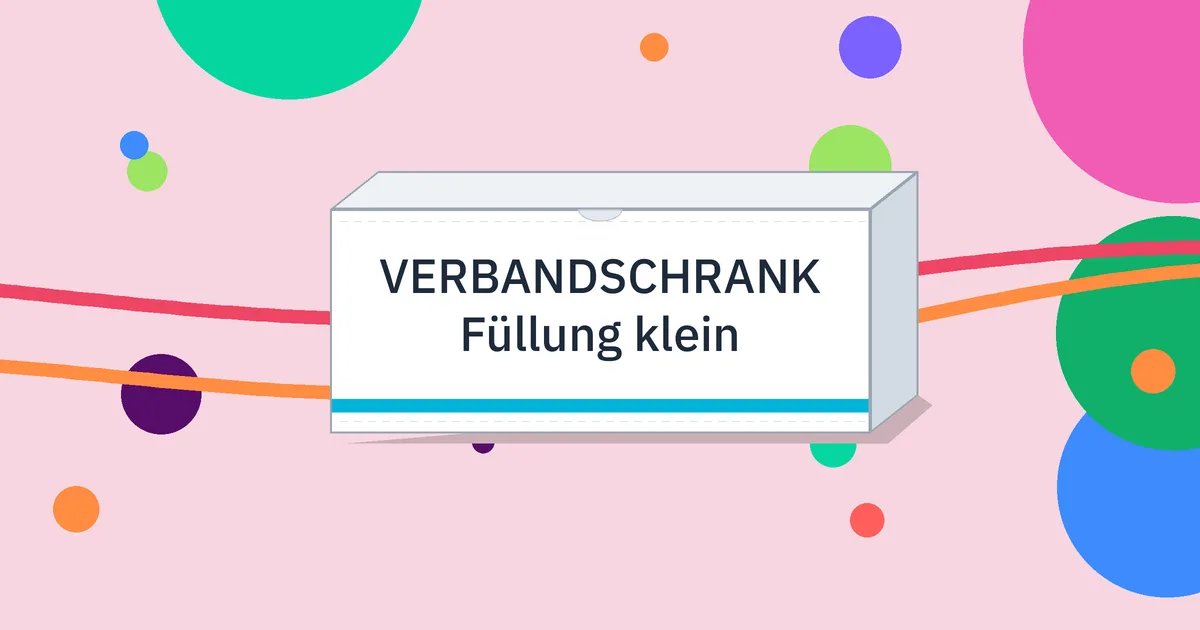 Symbolbild: Packung mit der Aufschrift VERBANDSCHRANK Füllung klein (PZN 01723700) – Verfügbarkeit und Bezug in Apotheken in Frankfurt am Main