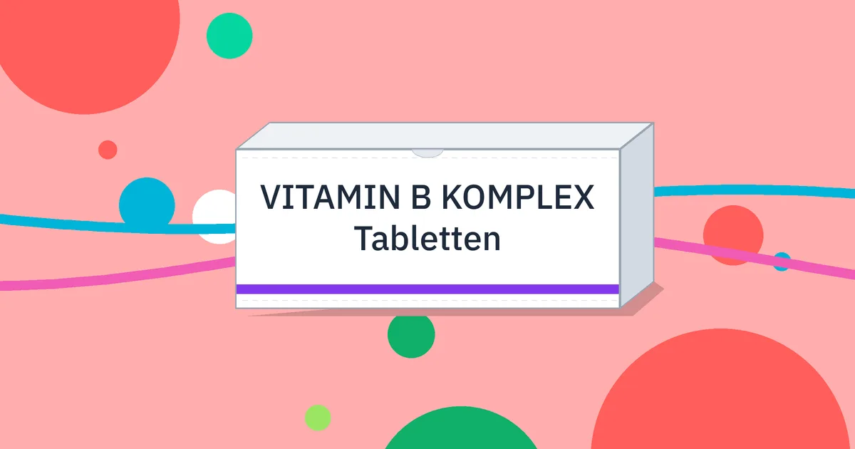 Symbolbild: Packung mit der Aufschrift VITAMIN B KOMPLEX Tabletten (PZN 02204439) – Verfügbarkeit und Bezug in Apotheken in Frankfurt am Main