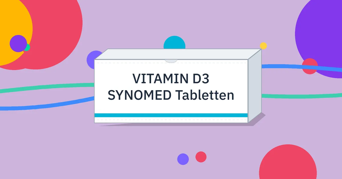 Symbolbild: Packung mit der Aufschrift VITAMIN D3 SYNOMED Tabletten (PZN 09198765) – Verfügbarkeit und Bezug in Apotheken in Frankfurt am Main