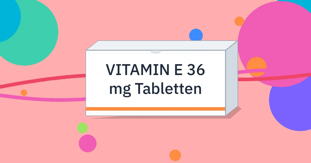 Symbolbild: Packung mit der Aufschrift VITAMIN E 36 mg Tabletten (PZN 09643490) – Verfügbarkeit und Bezug in Apotheken in Frankfurt am Main