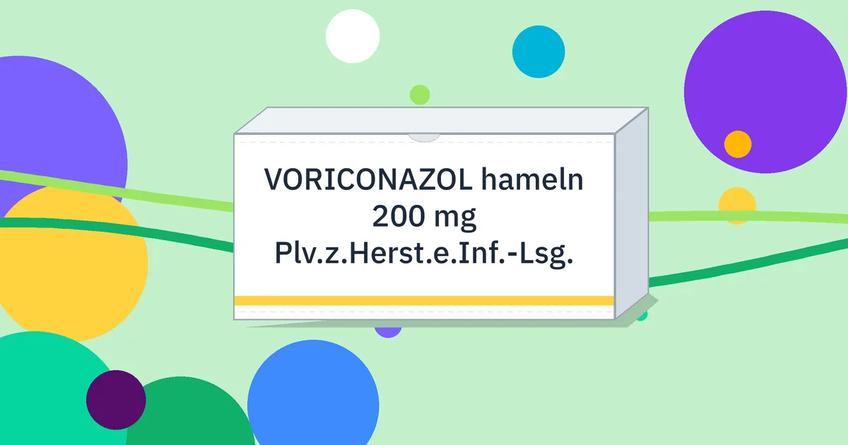 Symbolbild: Packung mit der Aufschrift VORICONAZOL hameln 200 mg Plv.z.Herst.e.Inf.-Lsg. (PZN 19183486) – Verfügbarkeit und Bezug in Apotheken in Frankfurt am Main