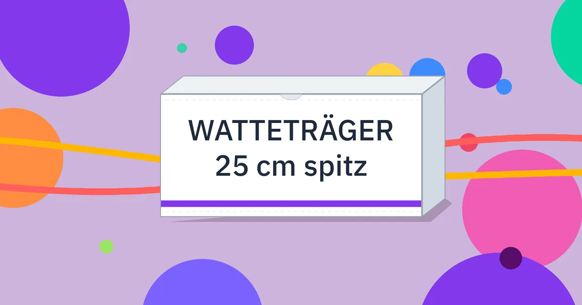 Symbolbild: Packung mit der Aufschrift WATTETRÄGER 25 cm spitz (PZN 04866624) – Verfügbarkeit und Bezug in Apotheken in Frankfurt am Main