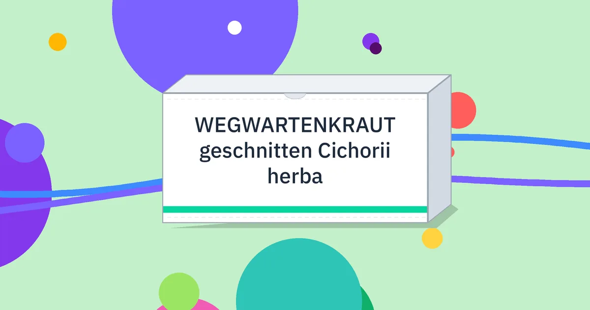 Symbolbild: Packung mit der Aufschrift WEGWARTENKRAUT geschnitten Cichorii herba (PZN 20953736) – Verfügbarkeit und Bezug in Apotheken in Frankfurt am Main