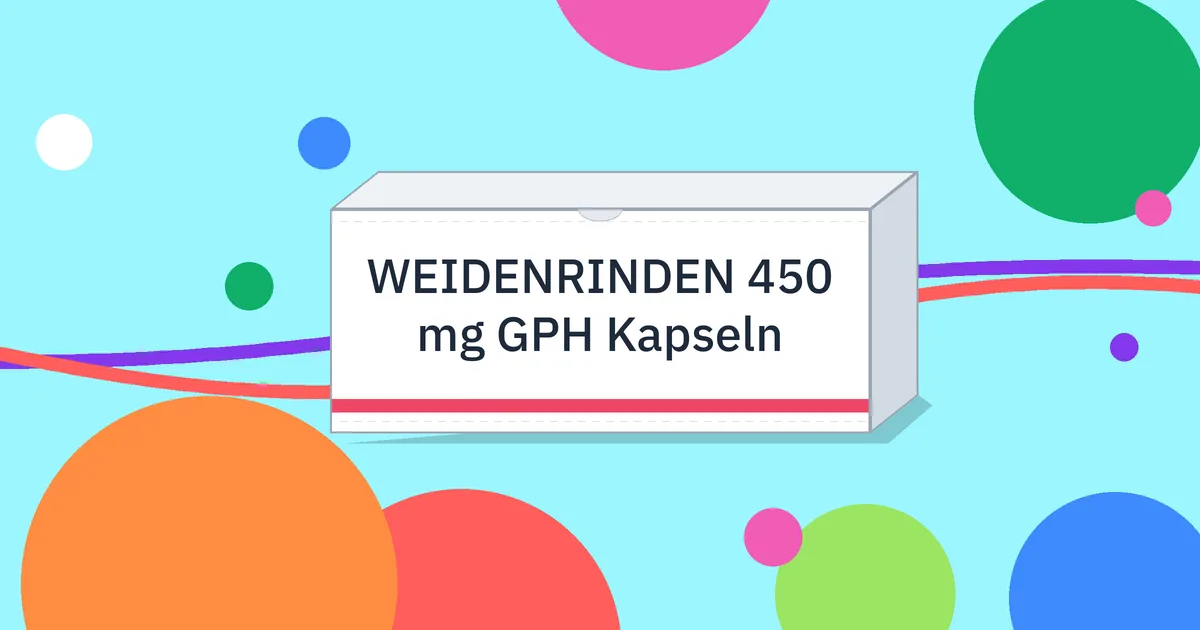Symbolbild: Packung mit der Aufschrift WEIDENRINDEN 450 mg GPH Kapseln (PZN 15294763) – Verfügbarkeit und Bezug in Apotheken in Frankfurt am Main