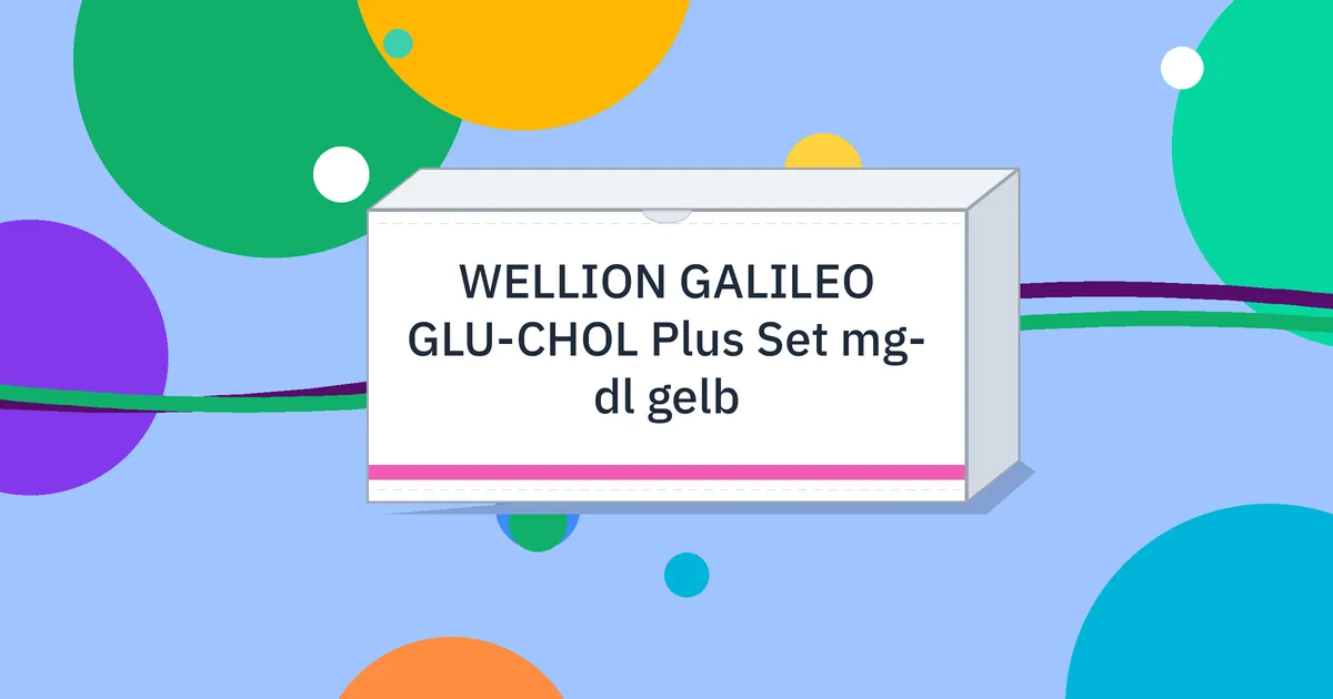 Symbolbild: Packung mit der Aufschrift WELLION GALILEO GLU-CHOL Plus Set mg-dl gelb (PZN 12582786) – Verfügbarkeit und Bezug in Apotheken in Frankfurt am Main