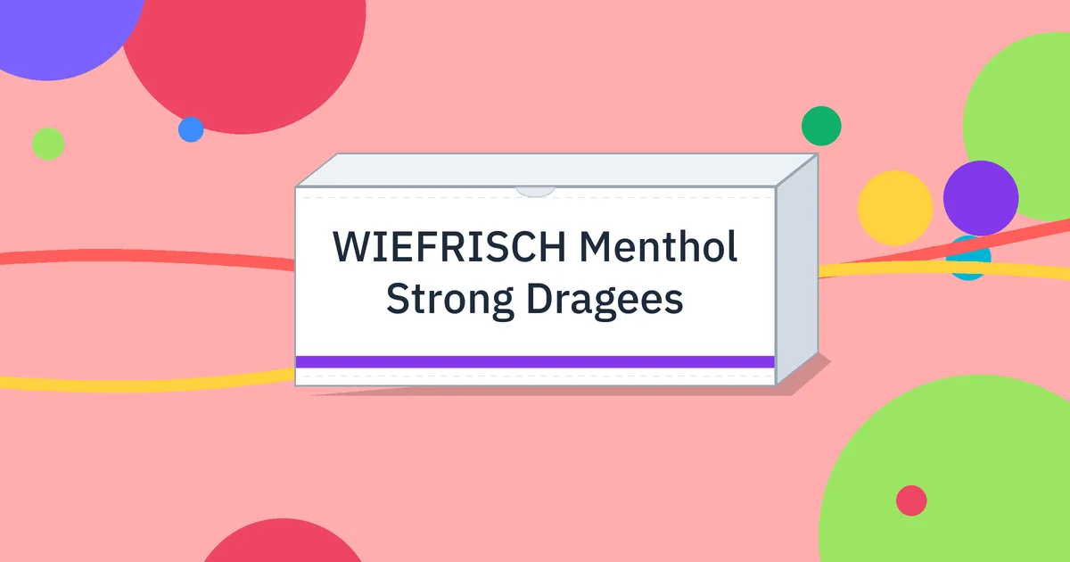 Symbolbild: Packung mit der Aufschrift WIEFRISCH Menthol Strong Dragees (PZN 01299047) – Verfügbarkeit und Bezug in Apotheken in Frankfurt am Main